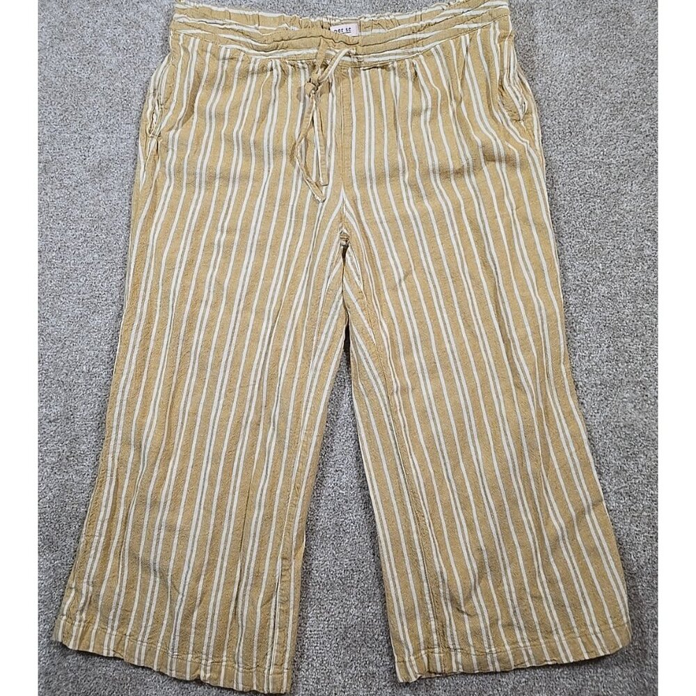 Per Se Carlisle Linen Blend Pants Wide Leg Capris Ela… - Gem